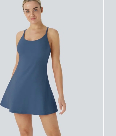 HALARA | Dresses | Halara Blue Slip Midi Dress Spaghetti Strap Casual ...